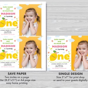 Lemon Birthday Invitation Lemon Sweet One 1st Birthday | Etsy