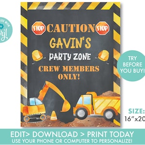 Construction Welcome Sign Printable Dump Truck Welcome Sign Door Sign ...