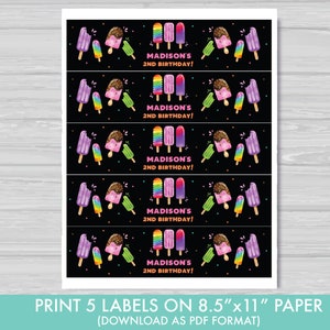 EDITABLE Popsicle Water Bottle Label Printable Girl's Popsicle Birthday ...