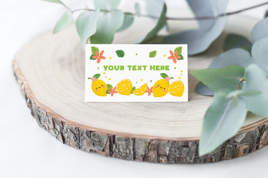 Editable Lemon Food Labels Lemon First Birthday Party Place Card Food ...