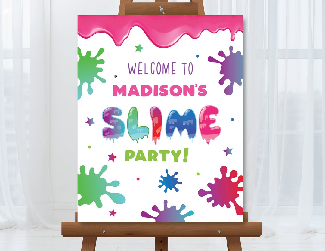 Slime Birthday Welcome Sign Girl's Slime Birthday Welcome Sign Slime ...
