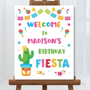 Fiesta Welcome Sign Printable Cactus Mexican Fiesta Welcome Sign Girl's ...