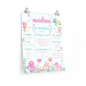 Under the Sea Chalkboard Birthday Poster, Under the Sea Birthday Poster ...