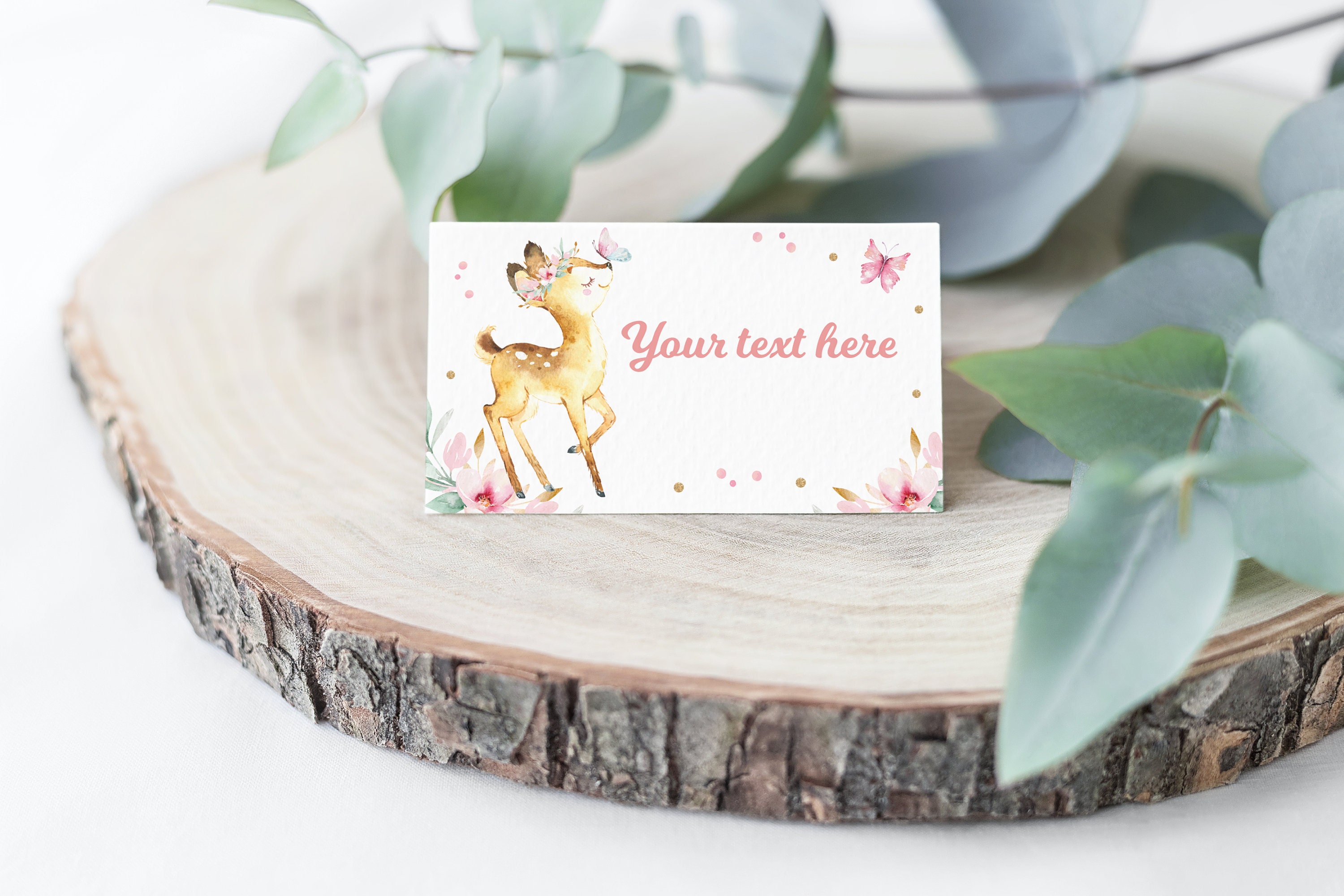 Editable Deer Food Labels Floral Deer Birthday Party Place | Etsy