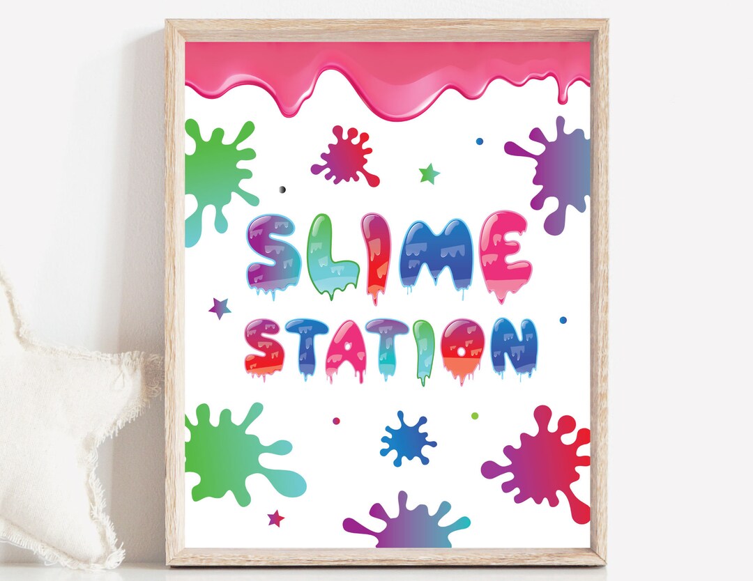 Slime Station Sign Printable Slime Birthday Decorations Slime Table ...