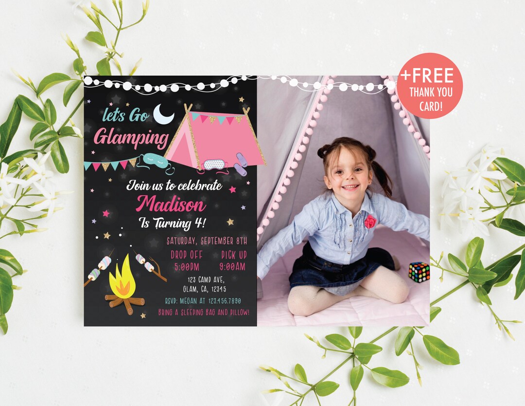 Glamping Birthday Invitation Let's Go Glamping Birthday Party ...