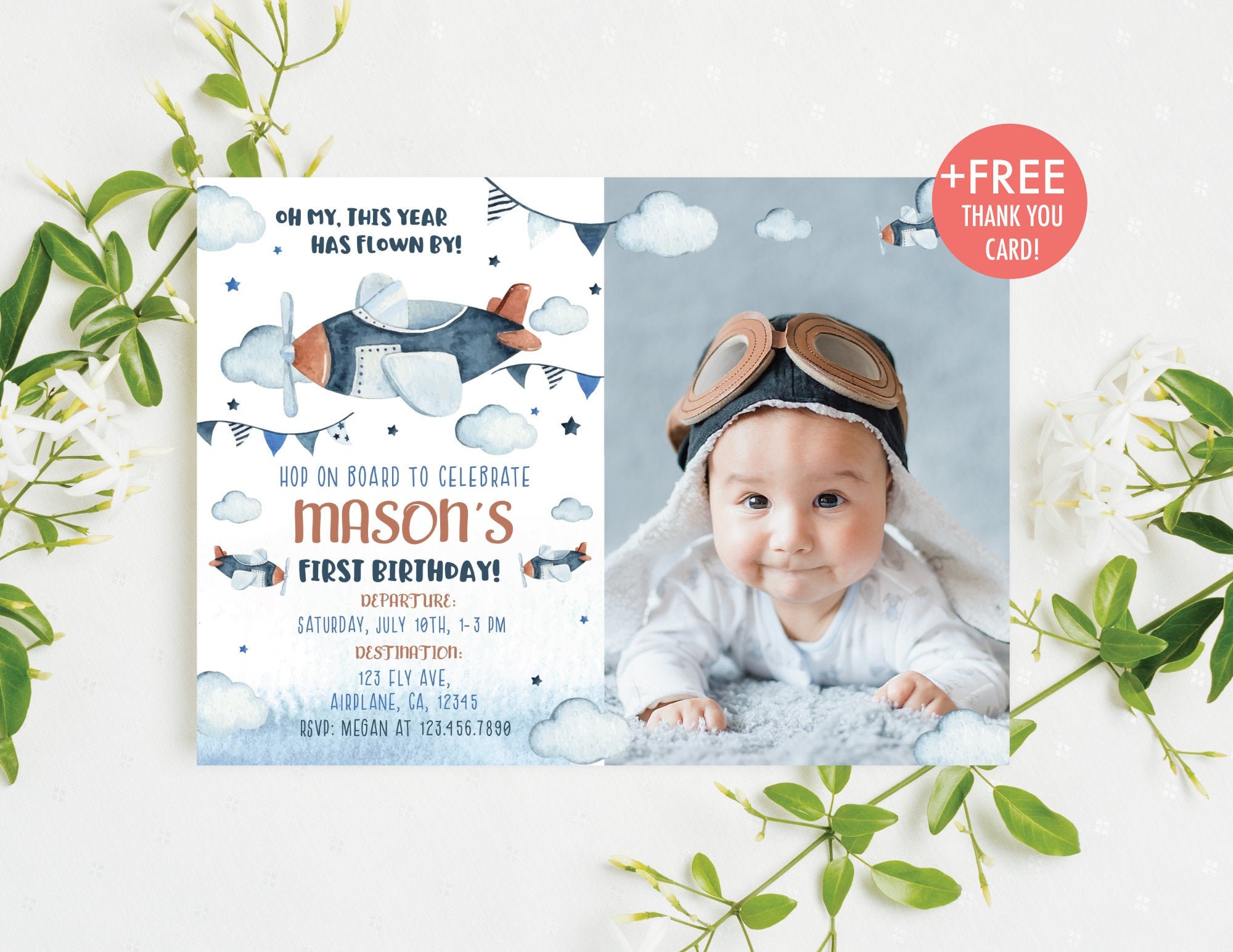 Invitations Paper Invitations & Announcements Editable Airplane ...