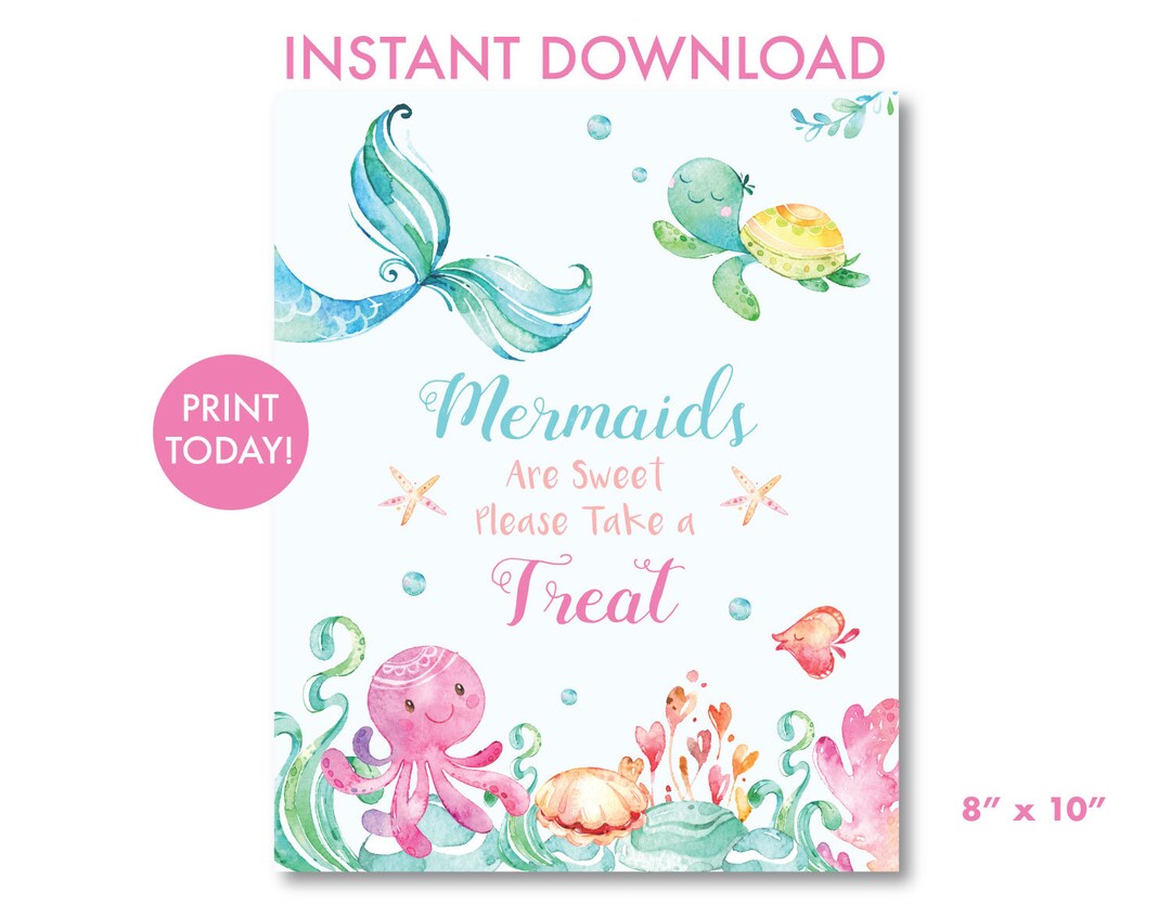 Under the Sea Treat Sign Printable, Under the Sea Birthday, Mermaid ...
