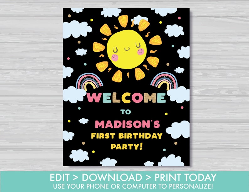 Editable Sunshine Welcome Sign Little Sunshine Party - Etsy