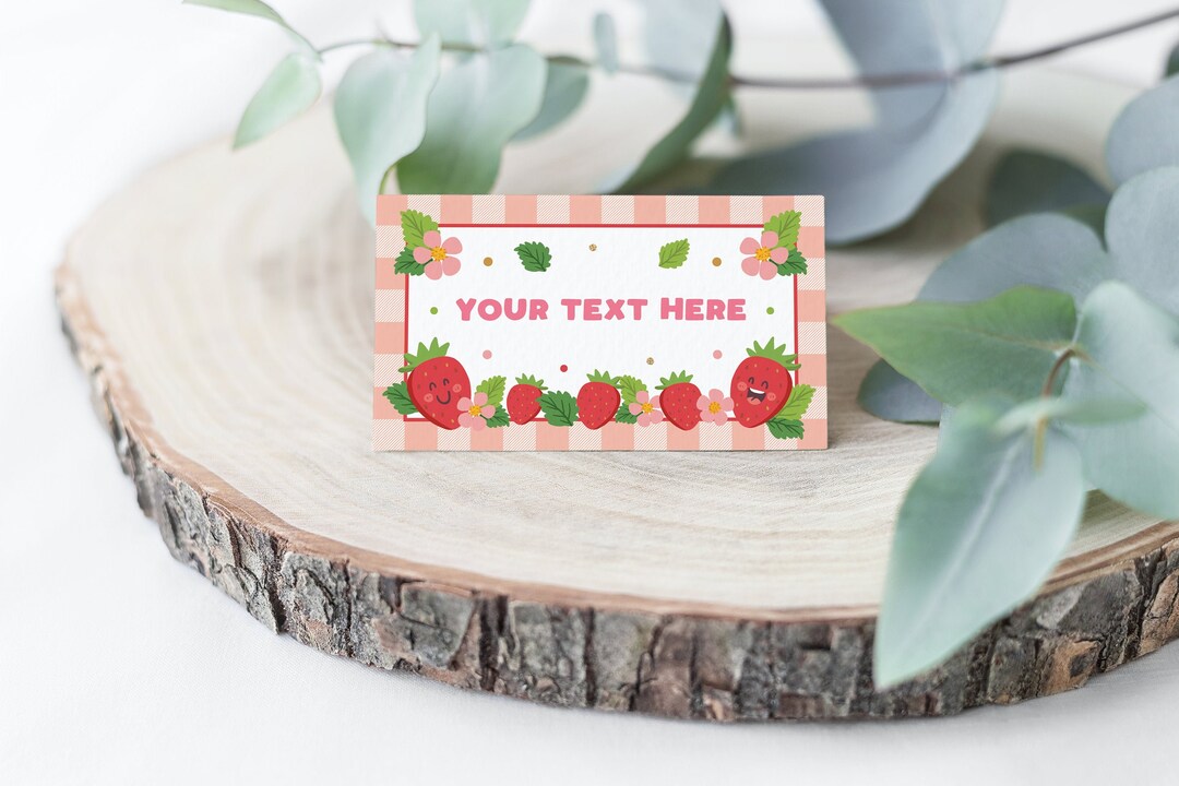 Editable Strawberry Food Labels Strawberry Birthday Party - Etsy