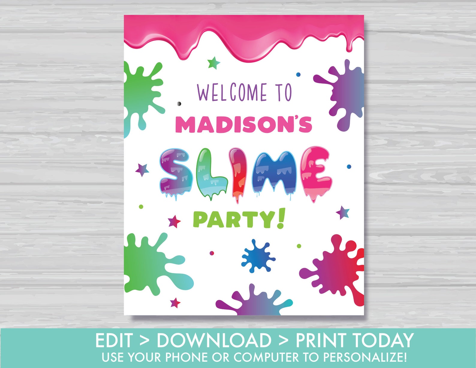 Slime Birthday Welcome Sign Girl's Slime Birthday Welcome - Etsy
