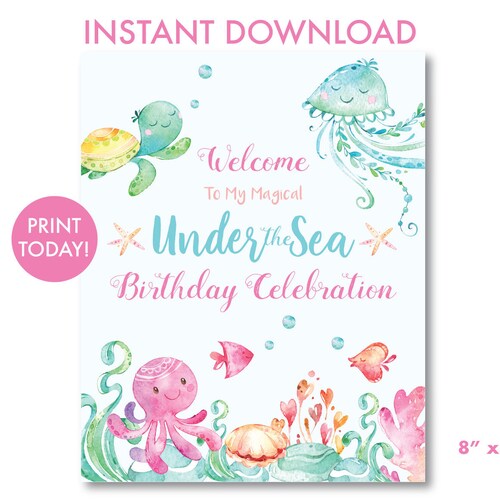 Under the Sea Welcome Sign PRINTABLE Under the Sea Birthday - Etsy