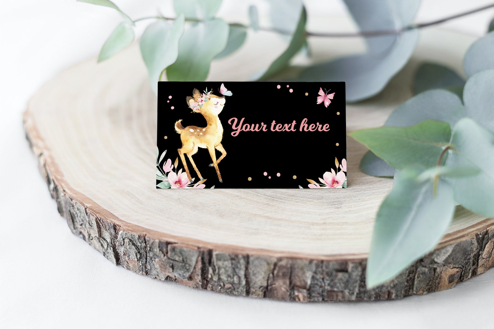 Editable Deer Food Labels Floral Deer Birthday Party Place | Etsy
