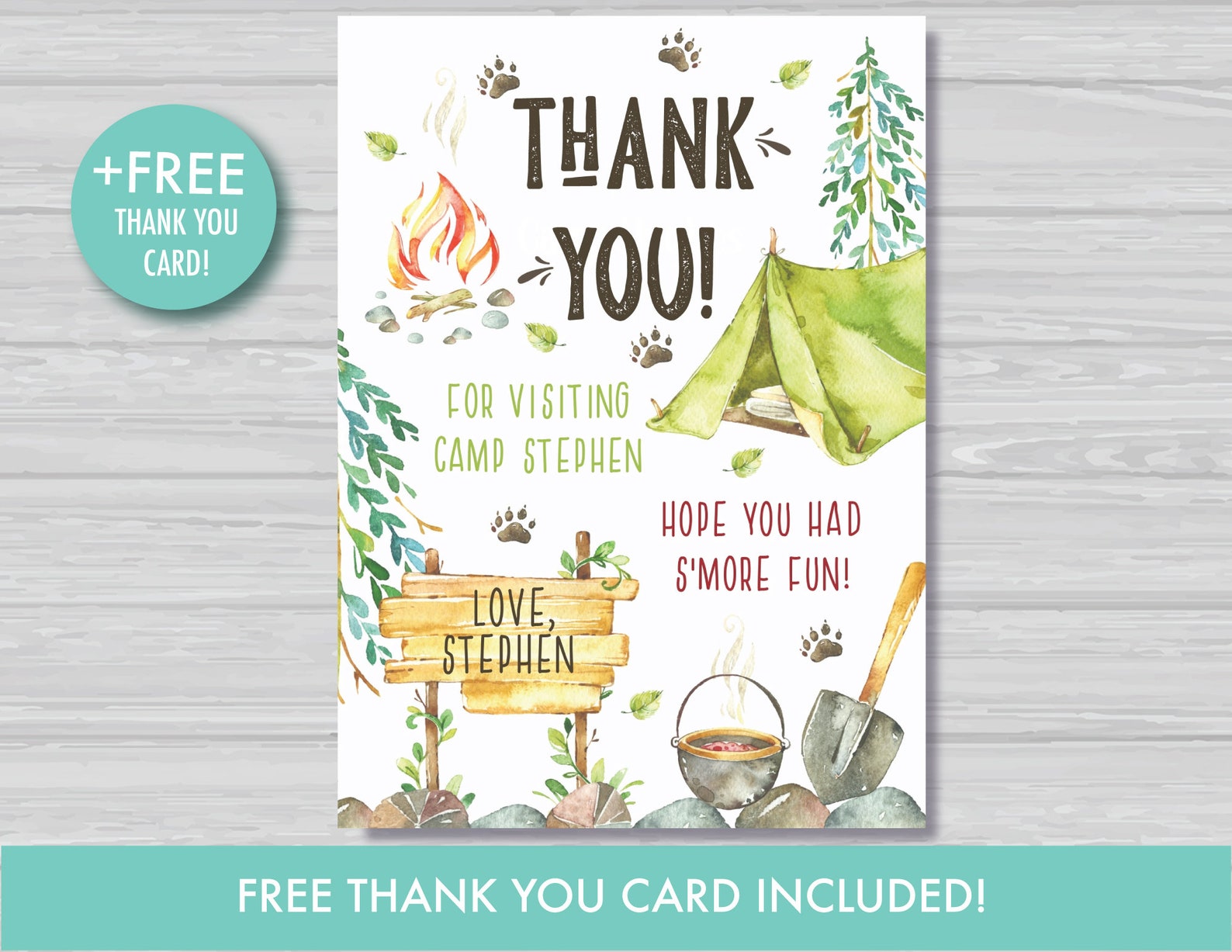 Camping Birthday Invitation Camping Invitation Campfire | Etsy