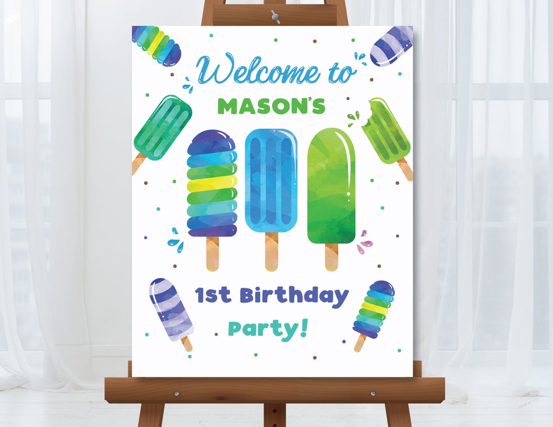 Popsicle Birthday Welcome Sign Boy's Ice Cream Welcome Sign Summer ...