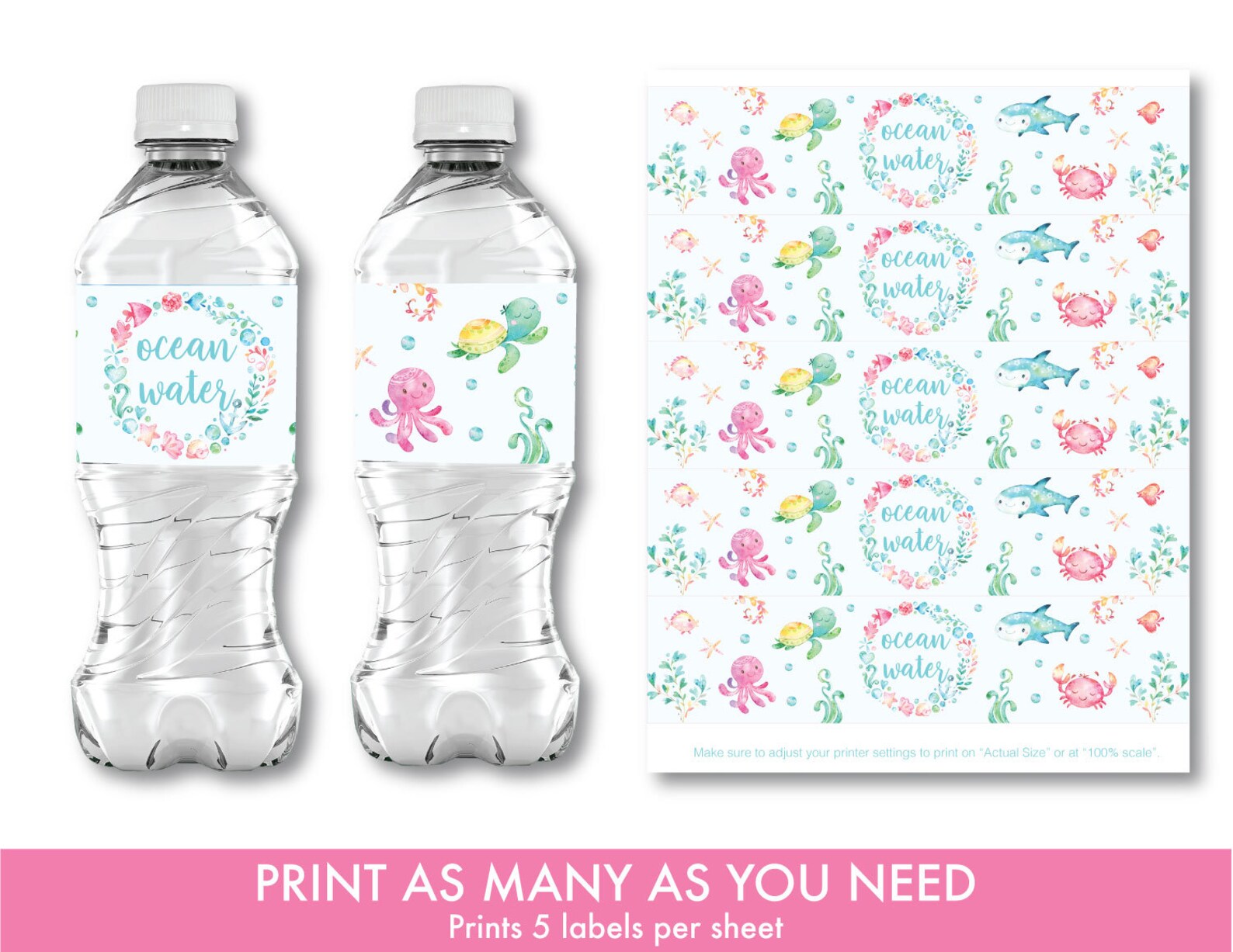 Under the Sea Water Bottle Labels Under the Sea Birthday - Etsy