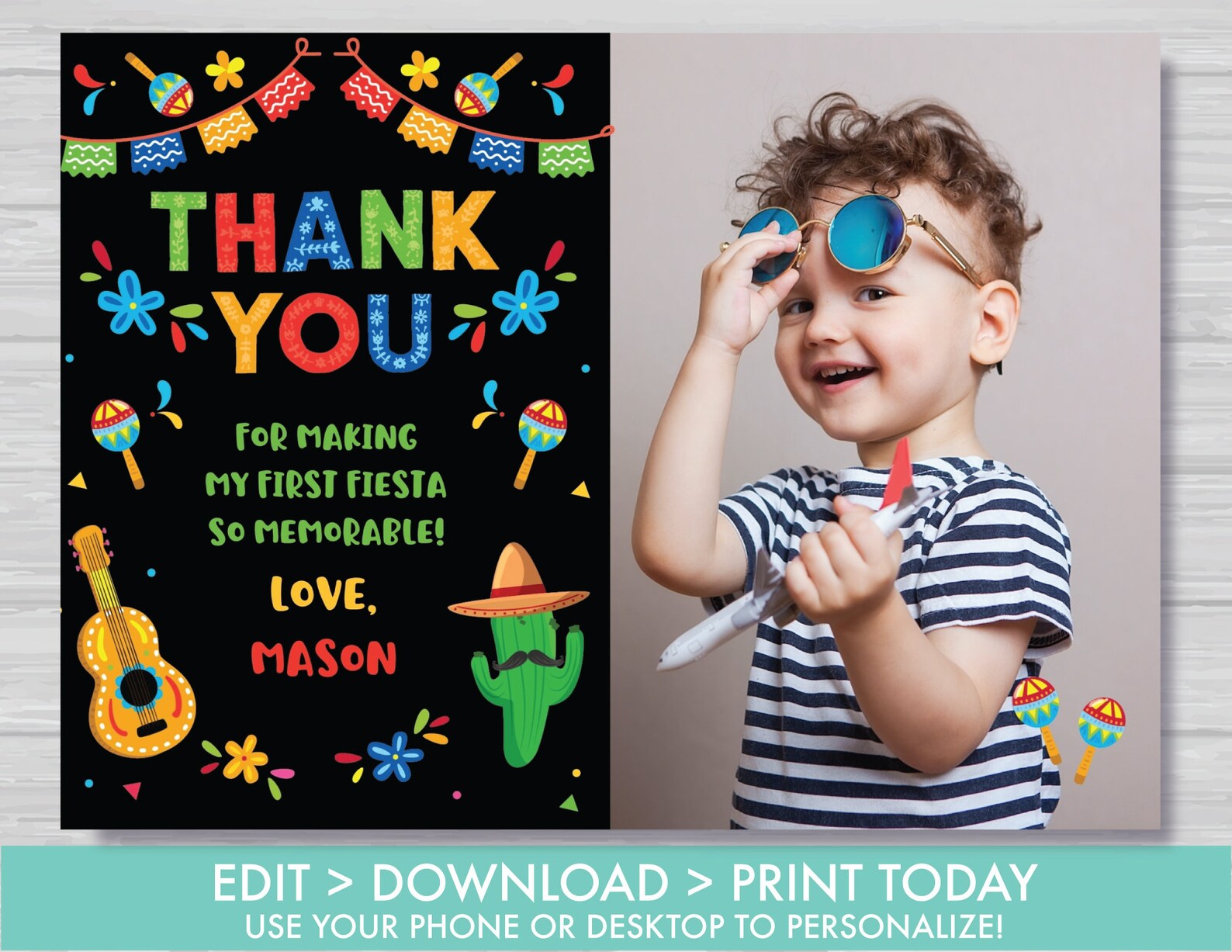 Fiesta Thank You Card Cactus Mexican Fiesta Thank You Card | Etsy