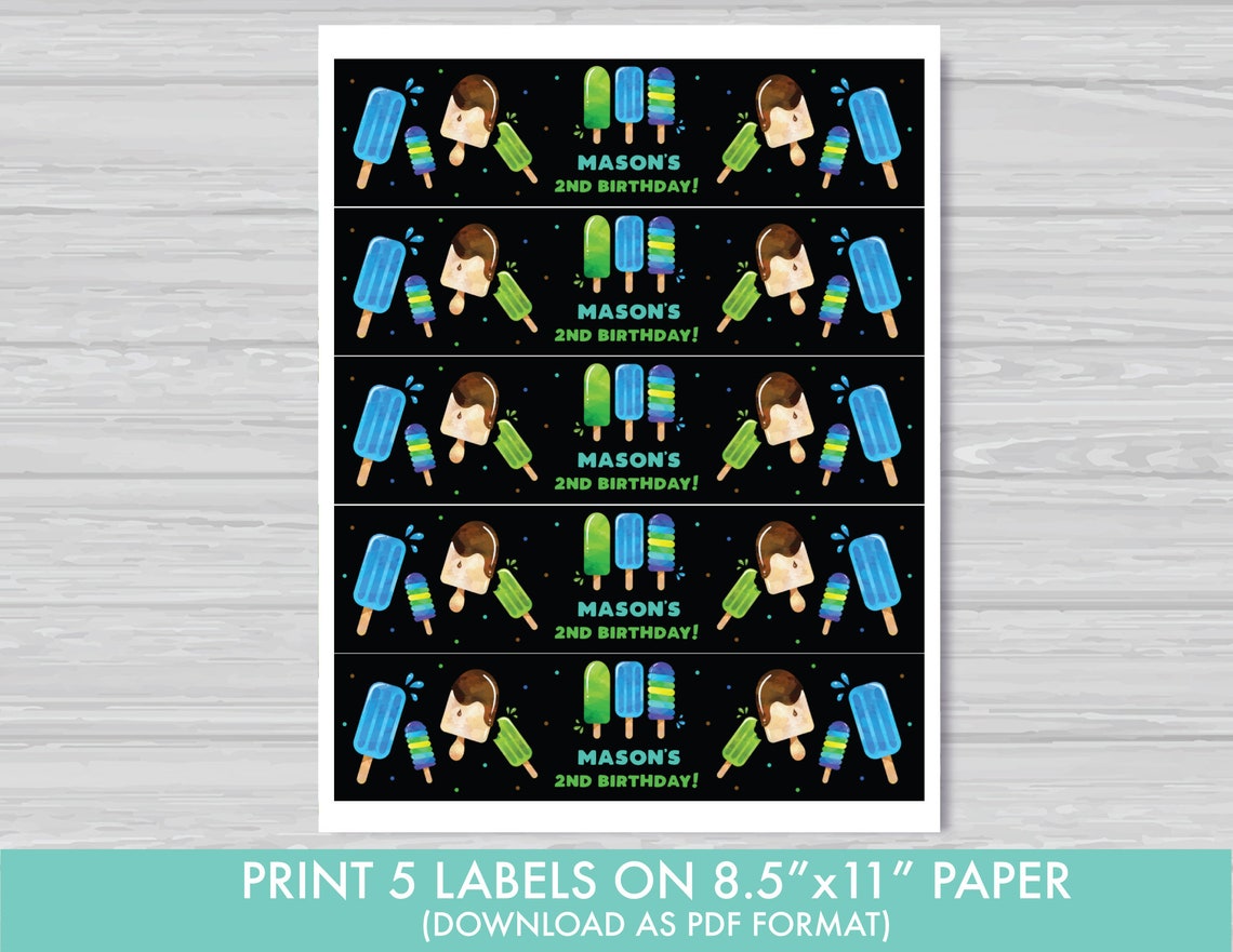 EDITABLE Popsicle Water Bottle Label Printable Boy's | Etsy