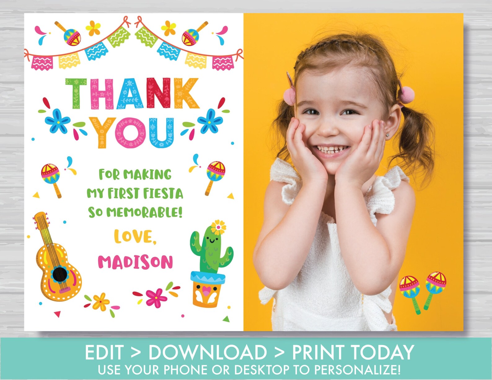 Fiesta Thank You Card Cactus Mexican Fiesta Thank You Card - Etsy