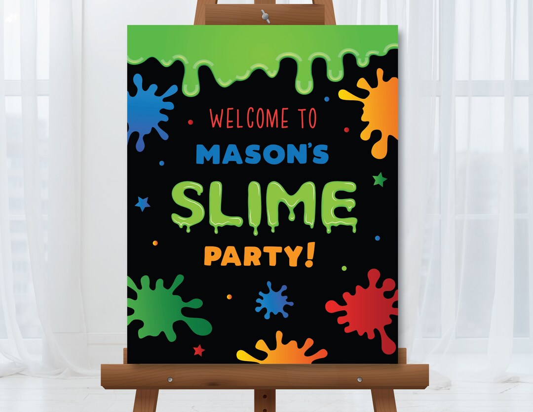 Slime Birthday Welcome Sign Boy's Slime Birthday Welcome Sign Slime ...