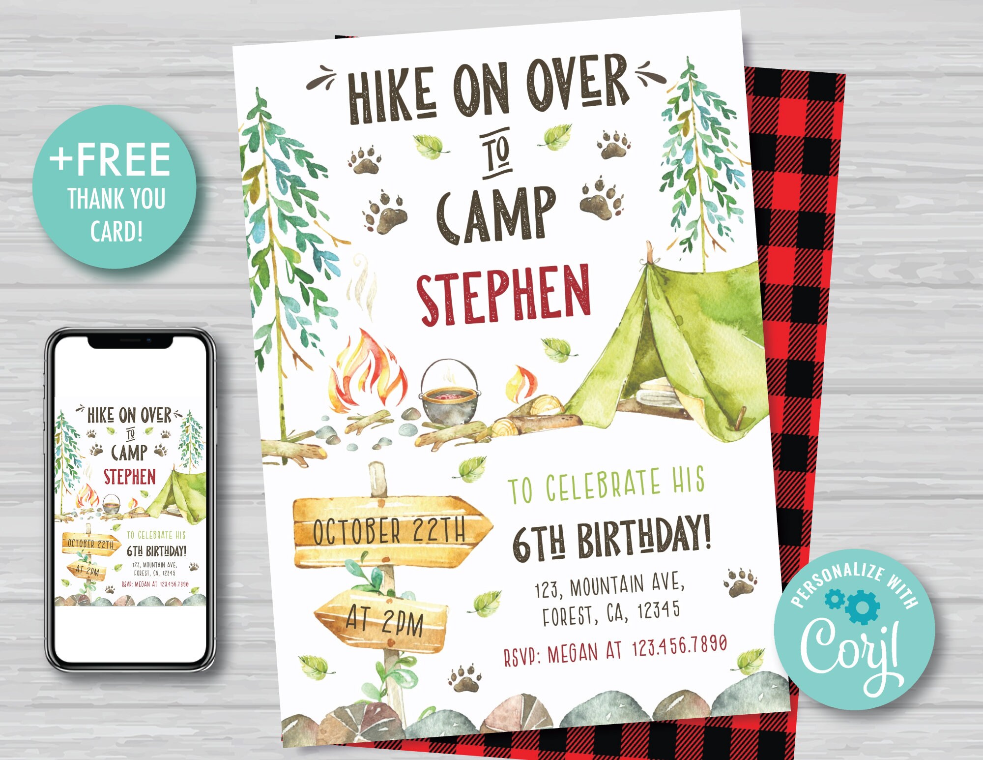 Camping Birthday Invitation Camping Invitation Campfire | Etsy