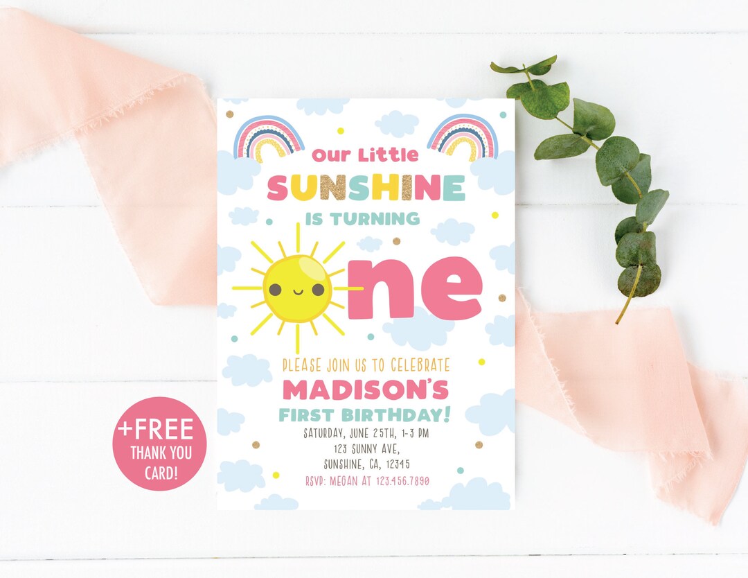 Sunshine Birthday Invitation Our Little Sunshine Birthday Invitation ...