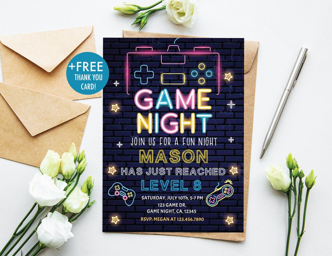 Game Night Birthday Invitation Virtual Game Night Invitation Sleepover ...