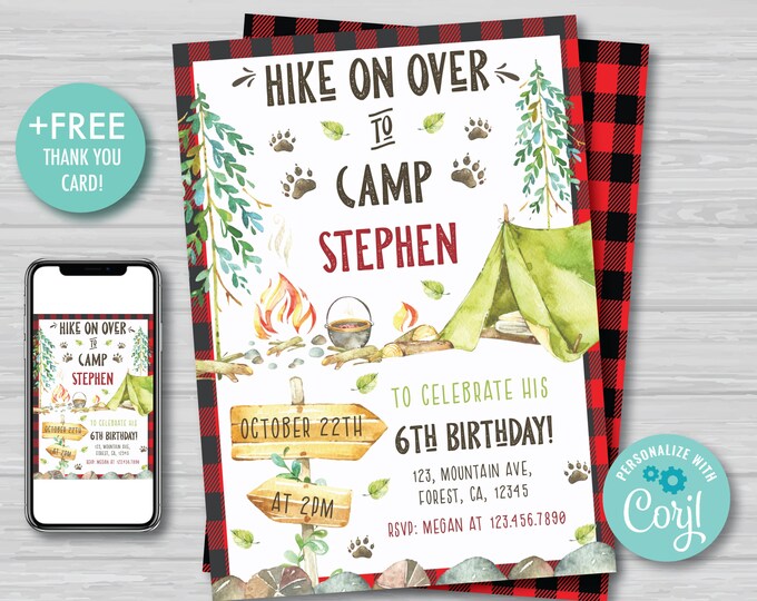 Camp Themed Birthday Invitation - Etsy