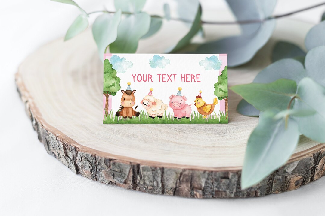 Editable Farm Animals Food Labels Farm Birthday Party Place Card Farm ...