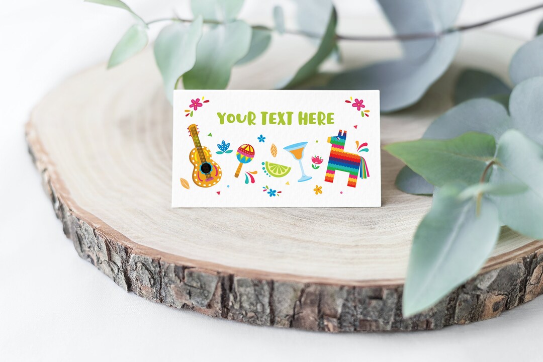 Editable Fiesta Food Labels Mexican Fiesta Birthday Party Place Card ...