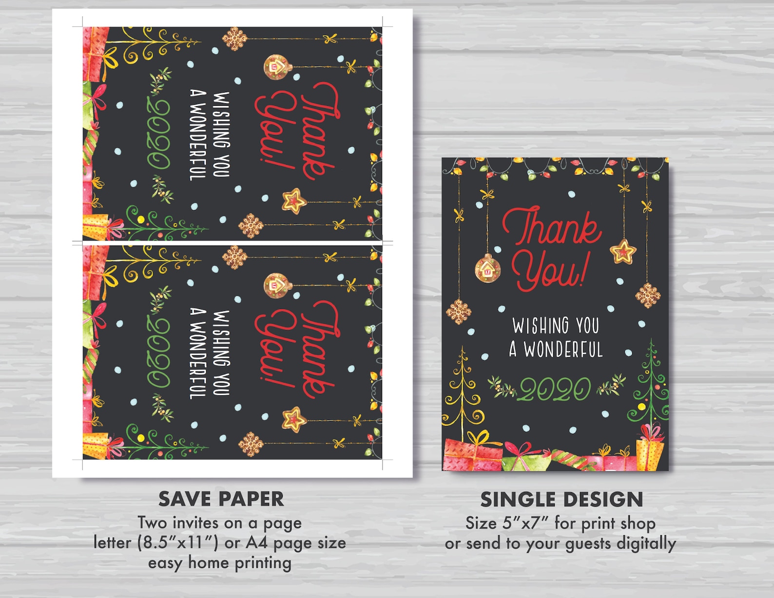 Christmas Thank You Card Christmas Birthday Party Thank You | Etsy