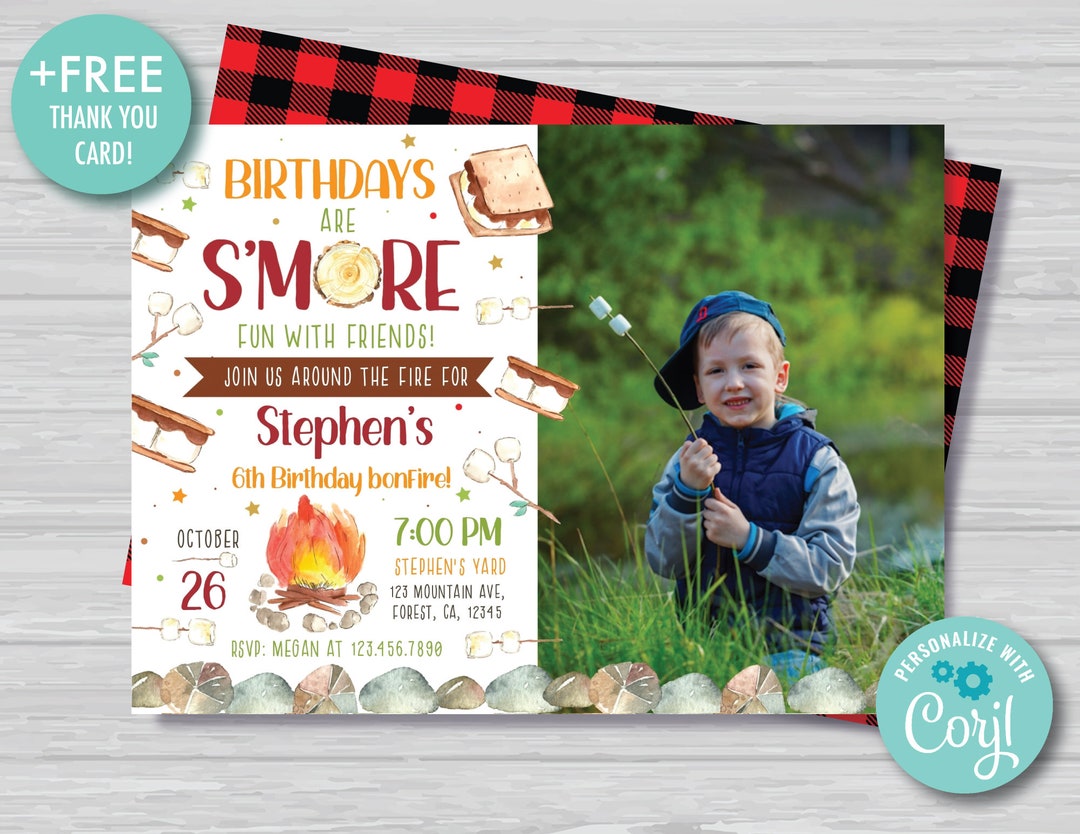 S'more Birthday Invitation With Photo S'more Invitation Smore Fun With ...
