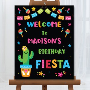 Fiesta Welcome Sign Printable Cactus Mexican Fiesta Welcome Sign Girl's ...