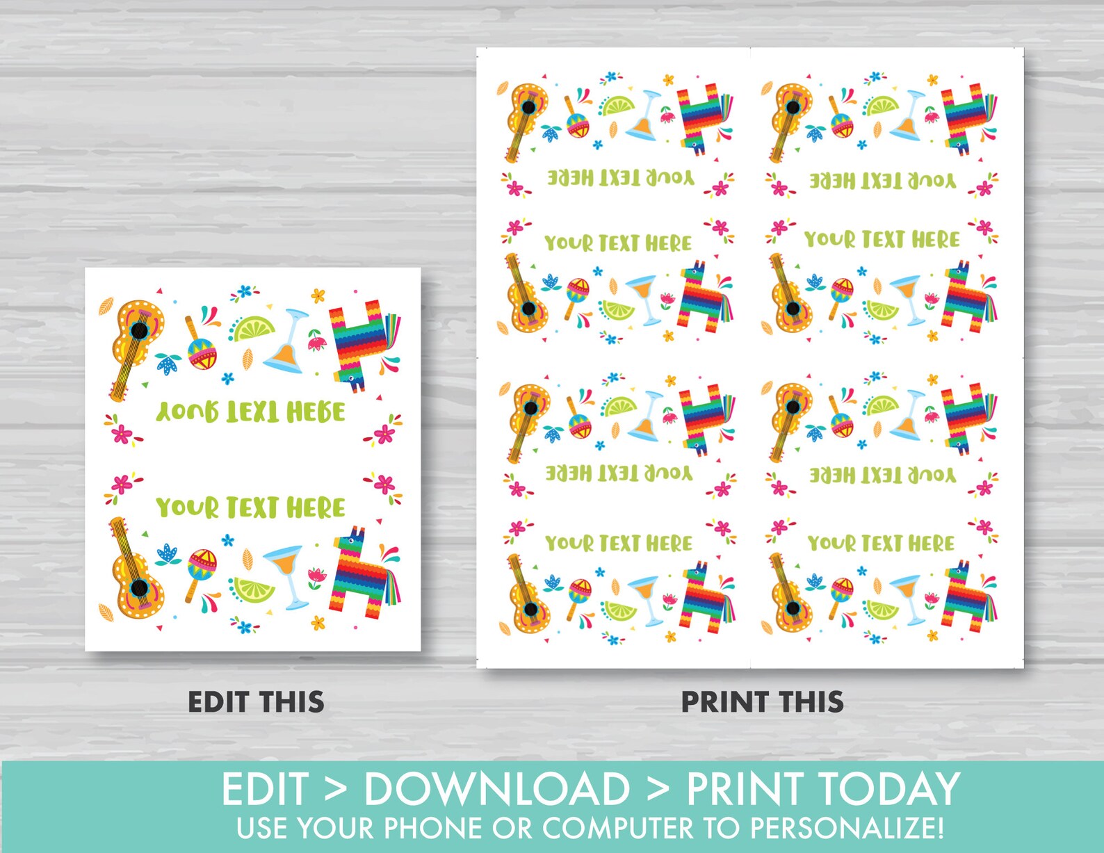 Editable Fiesta Food Labels Mexican Fiesta Birthday Party | Etsy