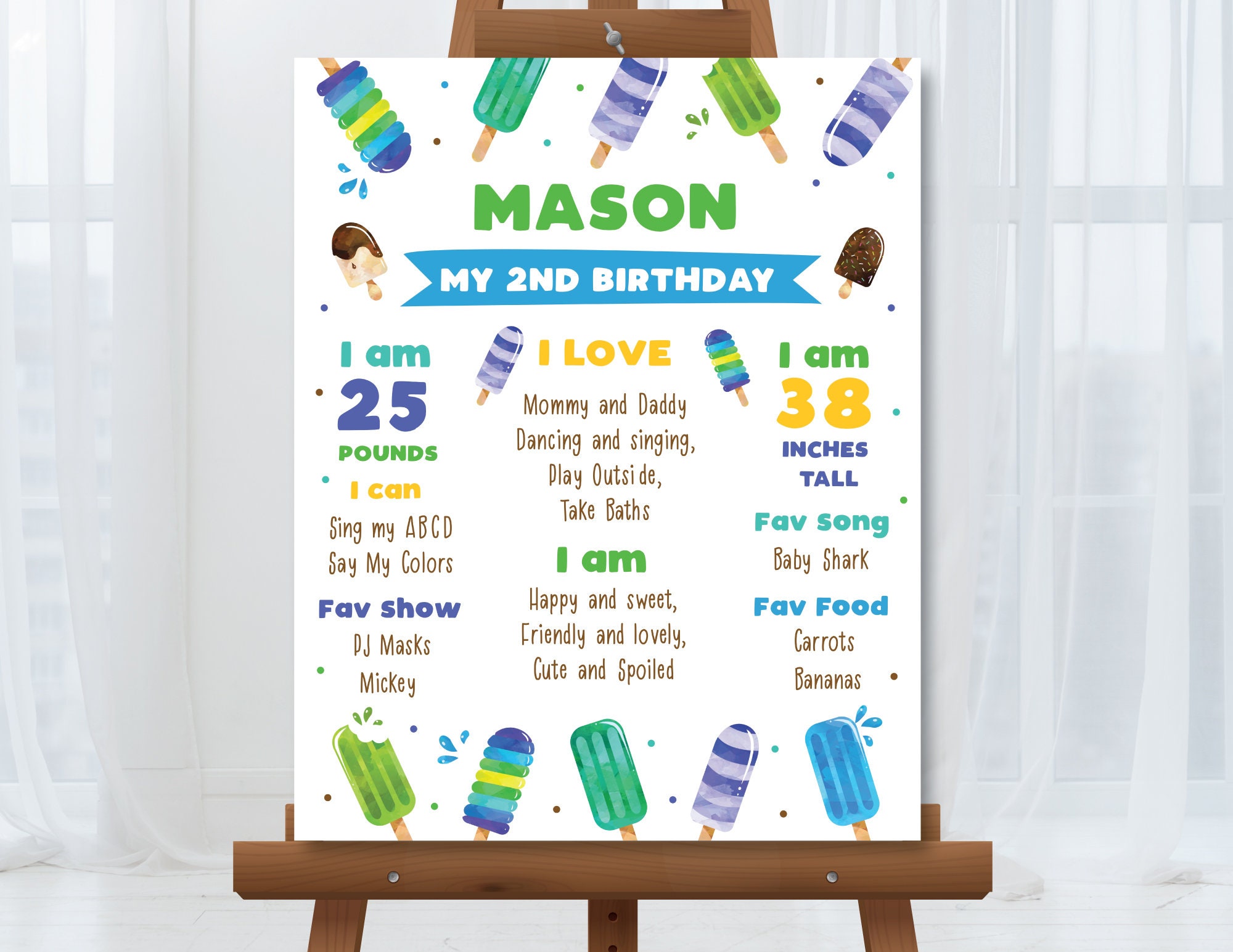 Paper & Party Supplies Party Supplies Popsicle Birthday Welcome Sign ...