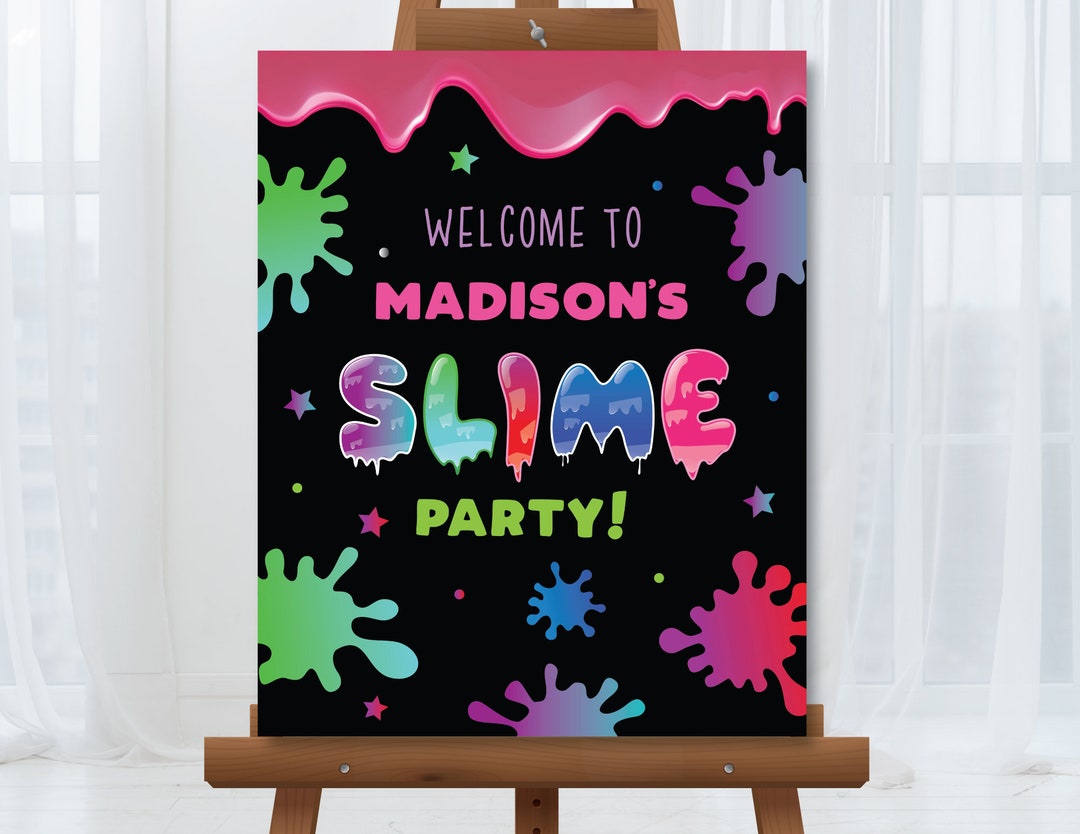 Slime Birthday Welcome Sign Girl's Slime Birthday Welcome Sign Slime ...