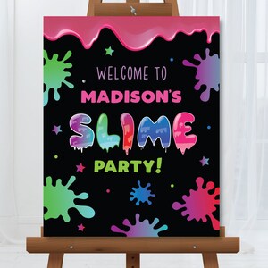Slime Birthday Welcome Sign Girl's Slime Birthday Welcome Sign Slime ...