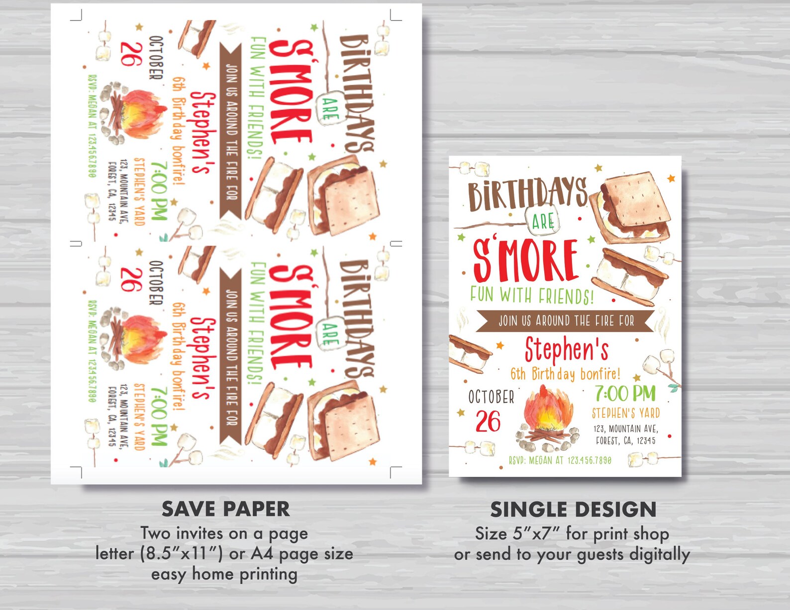 S'more Invitation Smore Birthday Invitation Camping Smore - Etsy