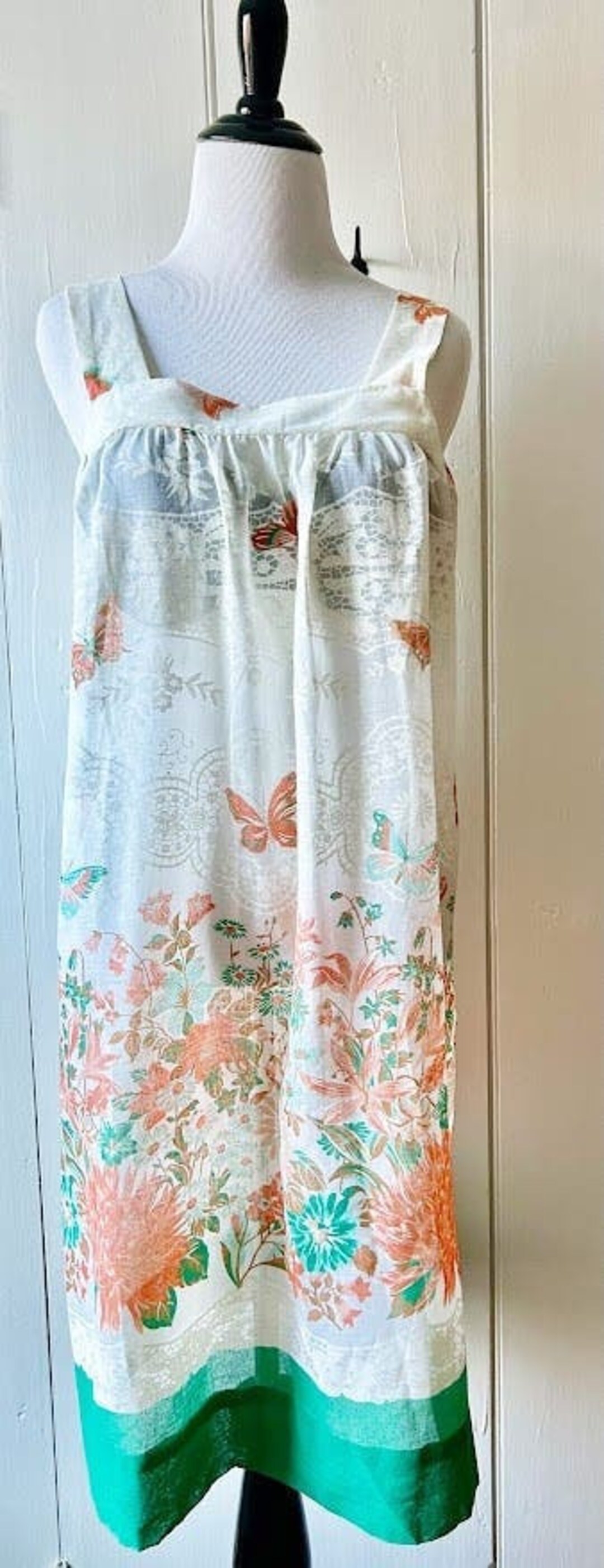 Vintage 70s Sundress Homemade Flowers and Butterfly Print Size Small ...