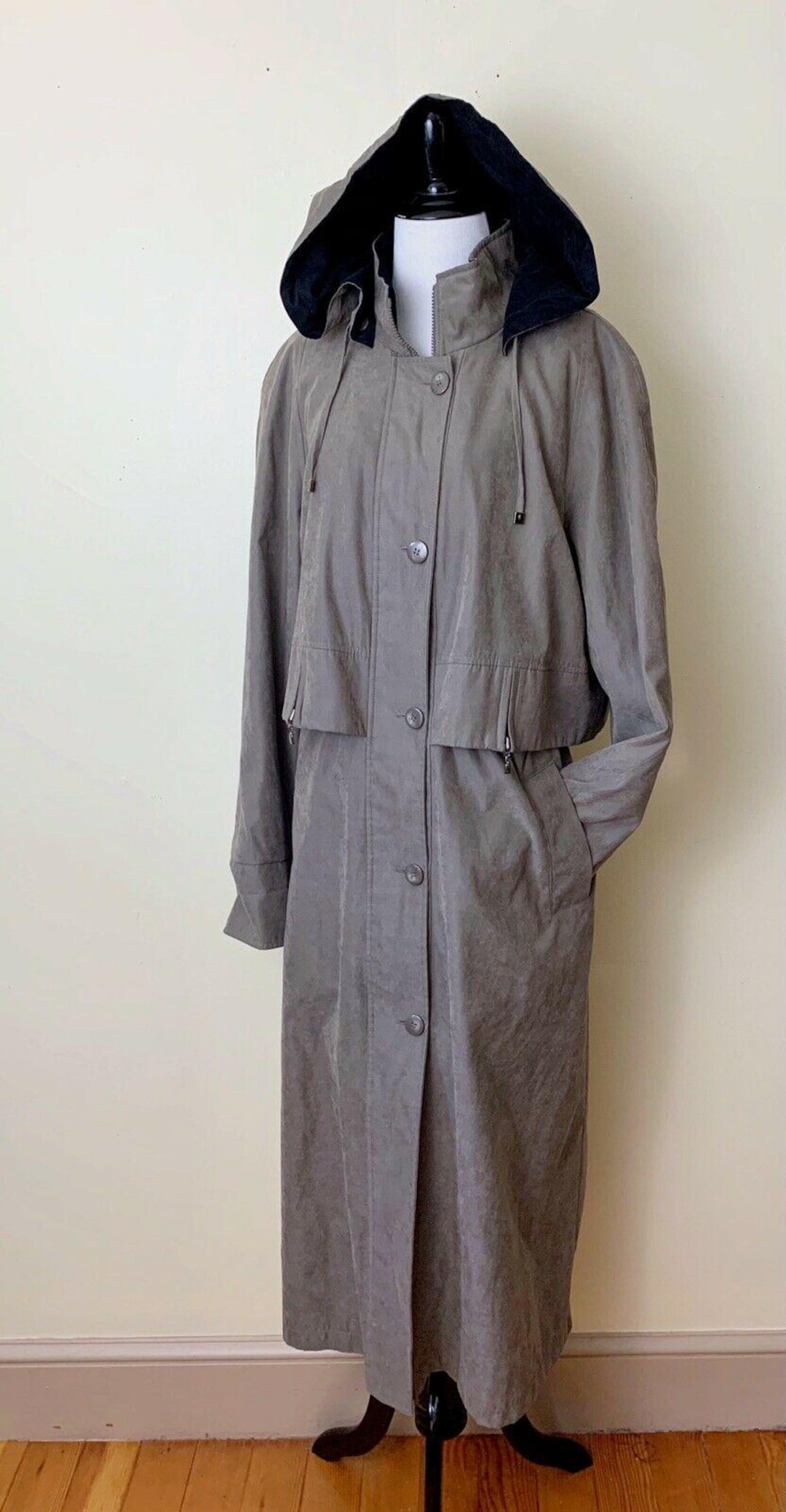 Fleet Street Women Trench Coat Size 14 With Detachable Hood Lined Zip ...