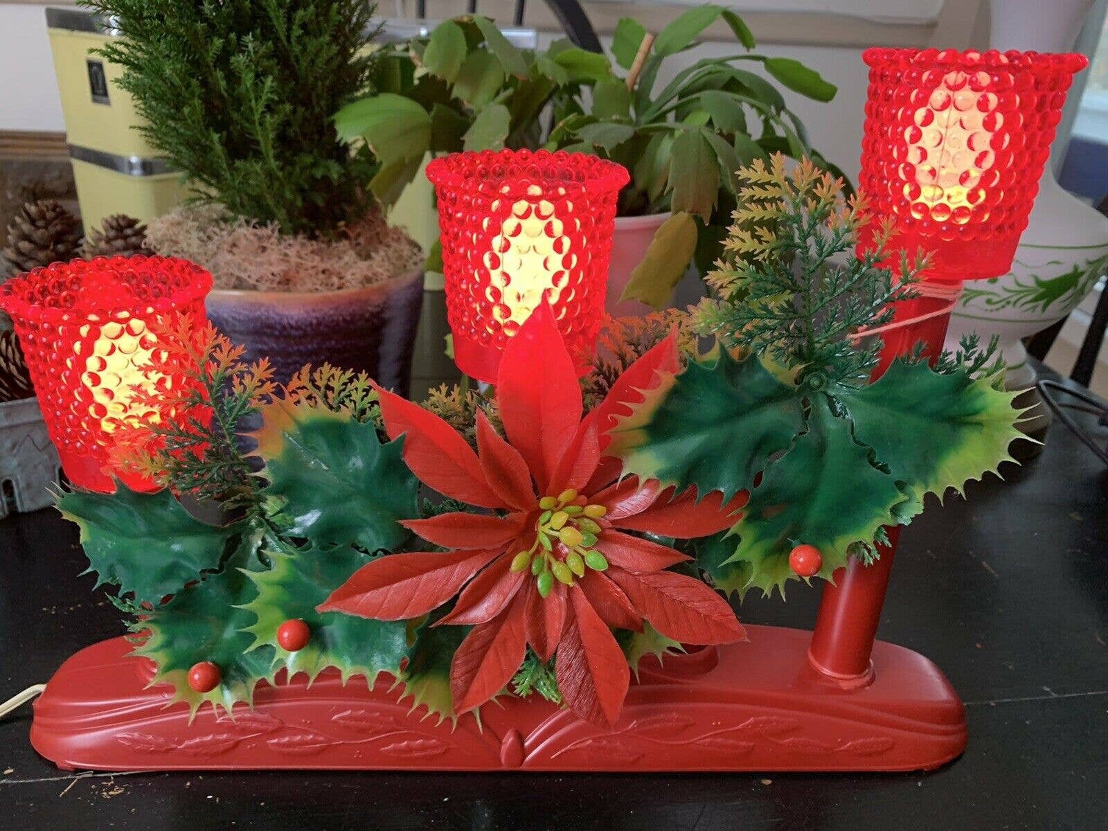 Vintage ACLA Christmas Candelabra Red Votive Window Light Holiday ...