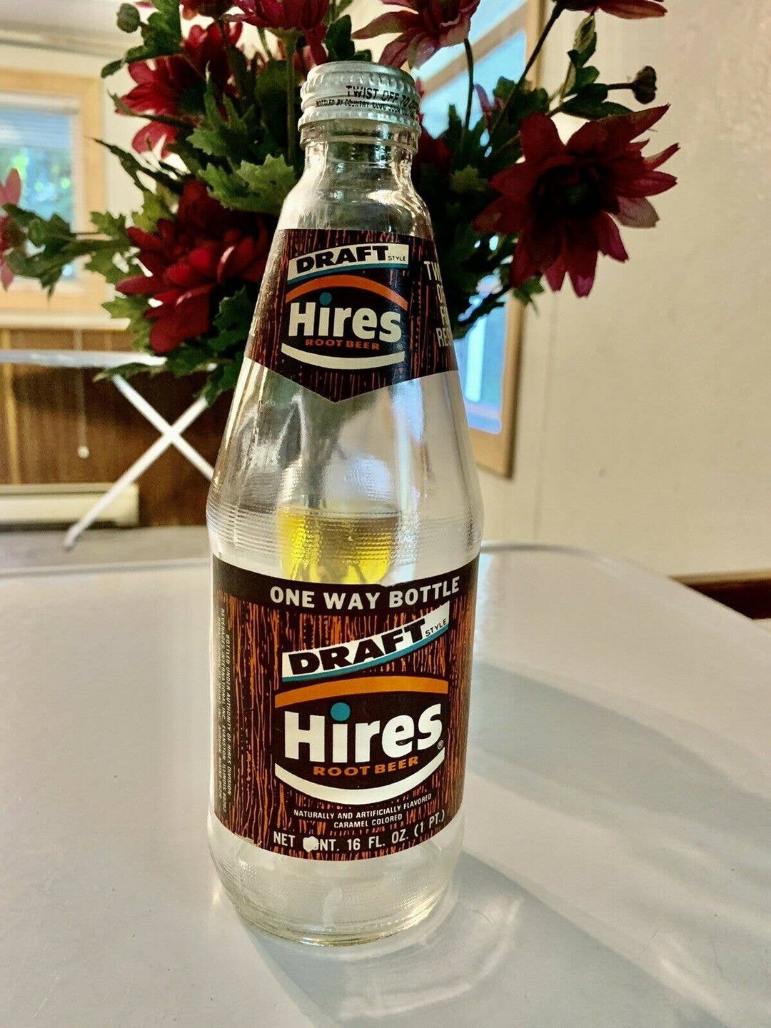 Vintage 1980s Hires Root Beer One Liter Glass Bottle Soda Pop Screw Top ...