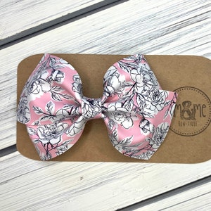 5 Doodle Rose Hair Bow, Pink Bow, Rose Bow, Black and White Bow, Summer ...