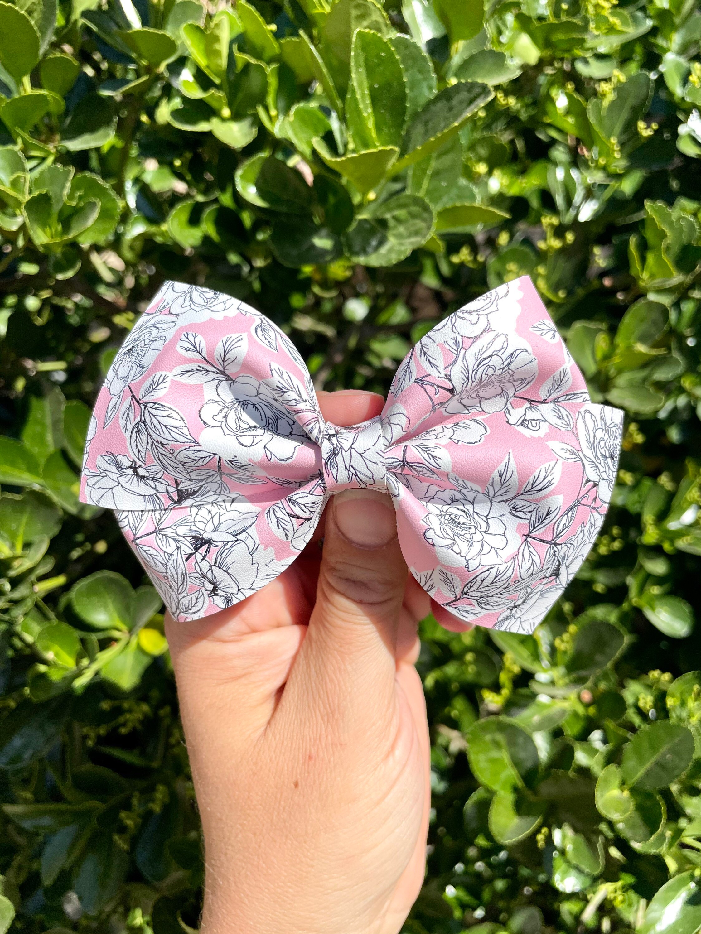 5 Doodle Rose Hair Bow Pink Bow Rose Bow Black and White - Etsy