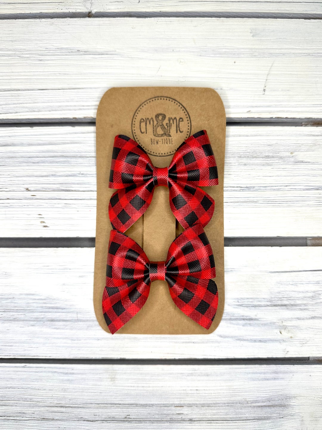 Red and Black Buffalo Plaid Pigtail Hair Bows - Etsy