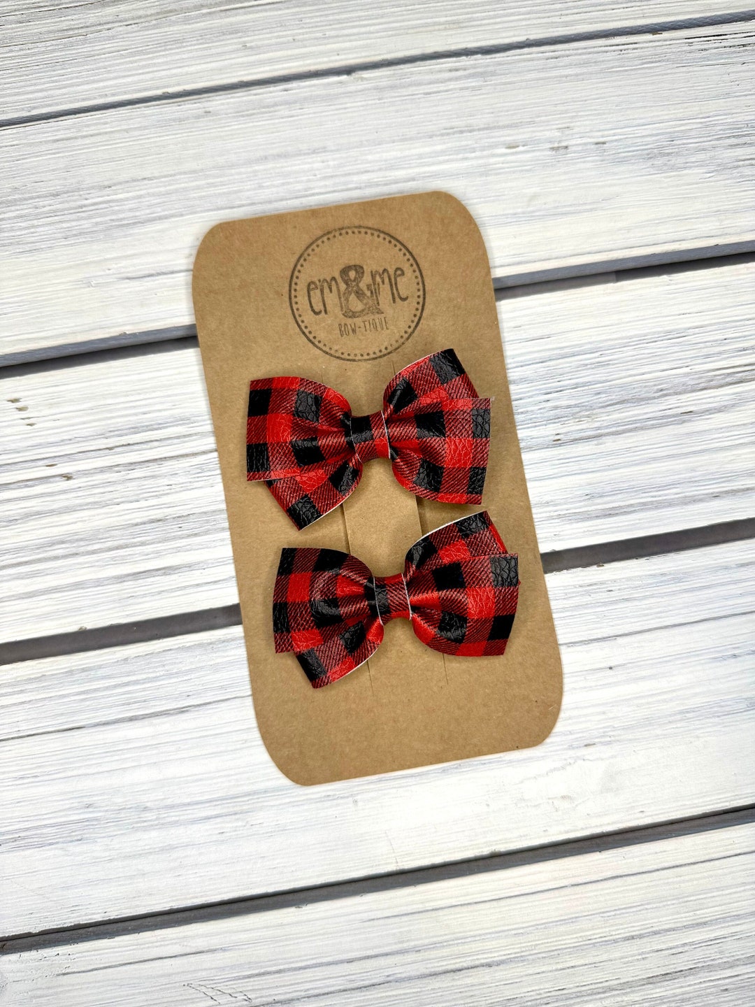 Red and Black Buffalo Plaid Pigtail Hair Bows - Etsy