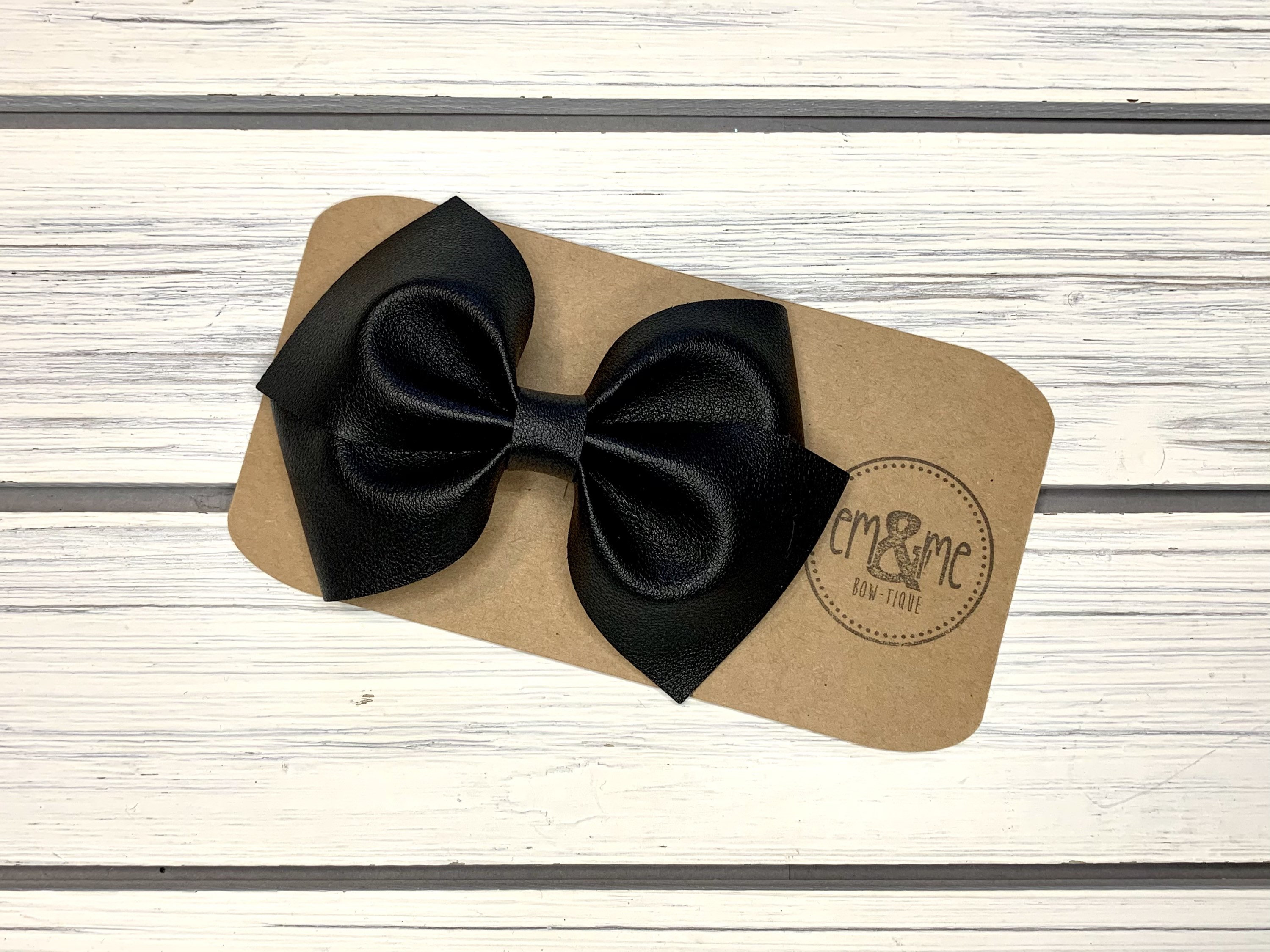5 Black Faux Leather Hair Bow Solid Black Bow Big Bows - Etsy