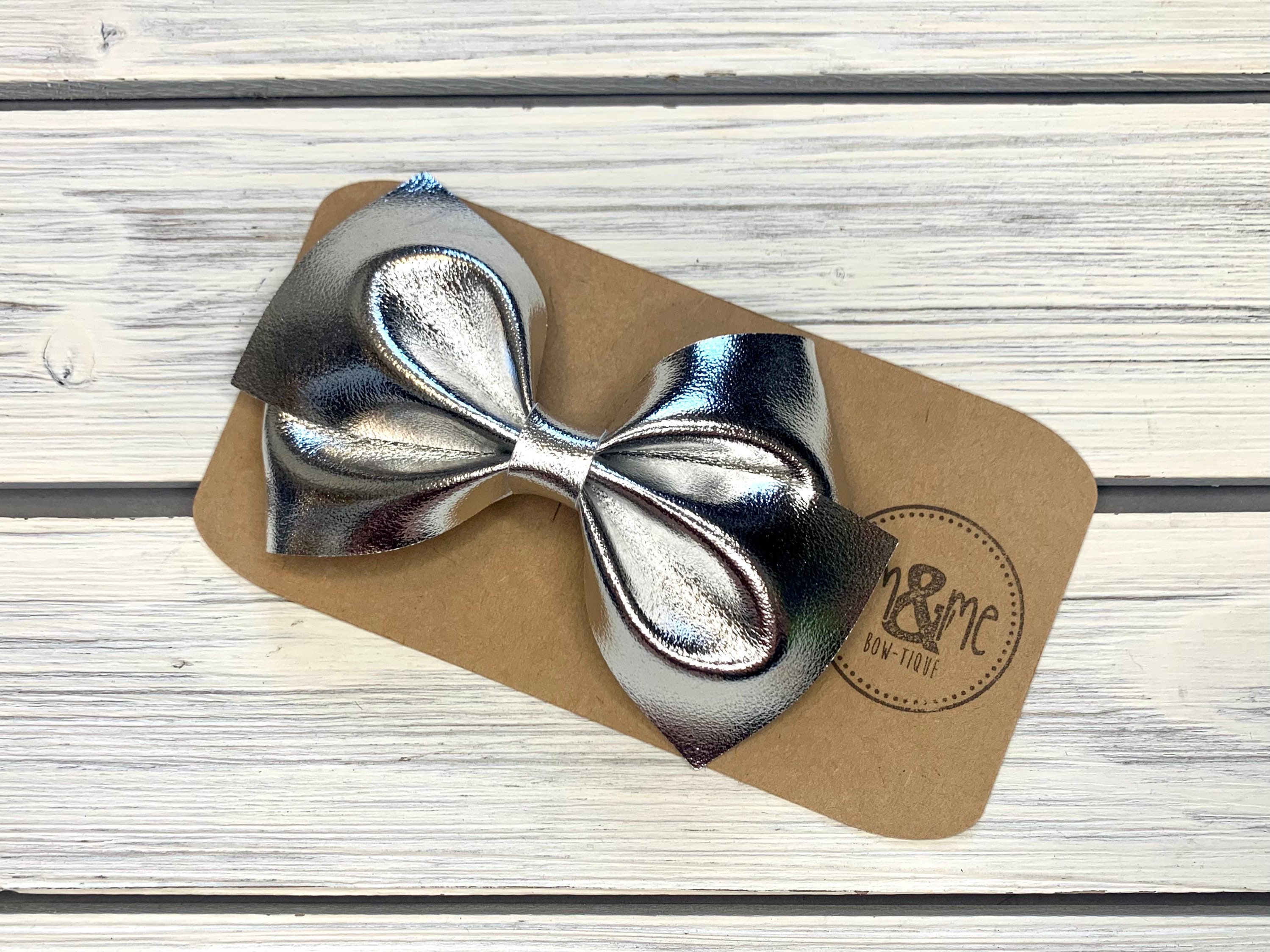 5 Metallic Silver Bow | Etsy