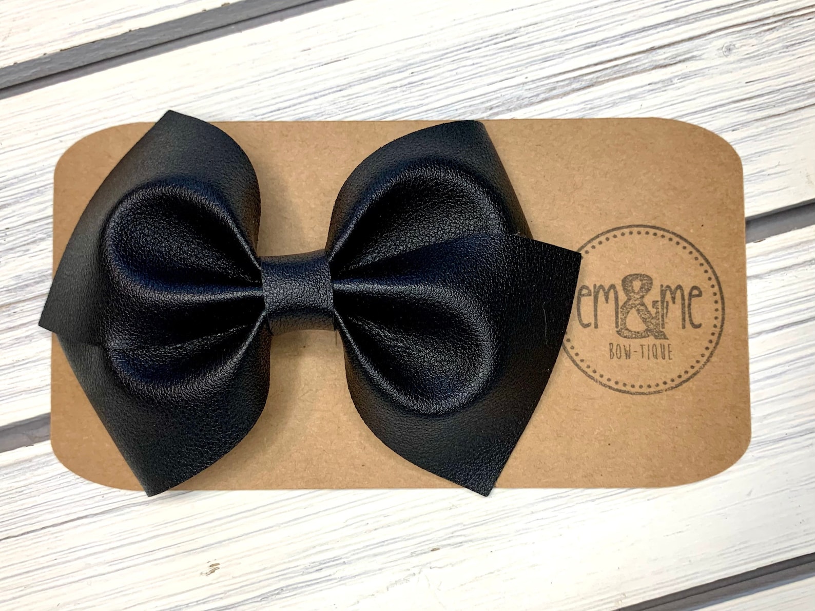 5 Black Faux Leather Hair Bow Solid Black Bow Big Bows | Etsy