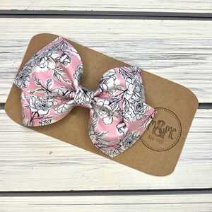5 Doodle Rose Hair Bow, Pink Bow, Rose Bow, Black and White Bow, Summer ...